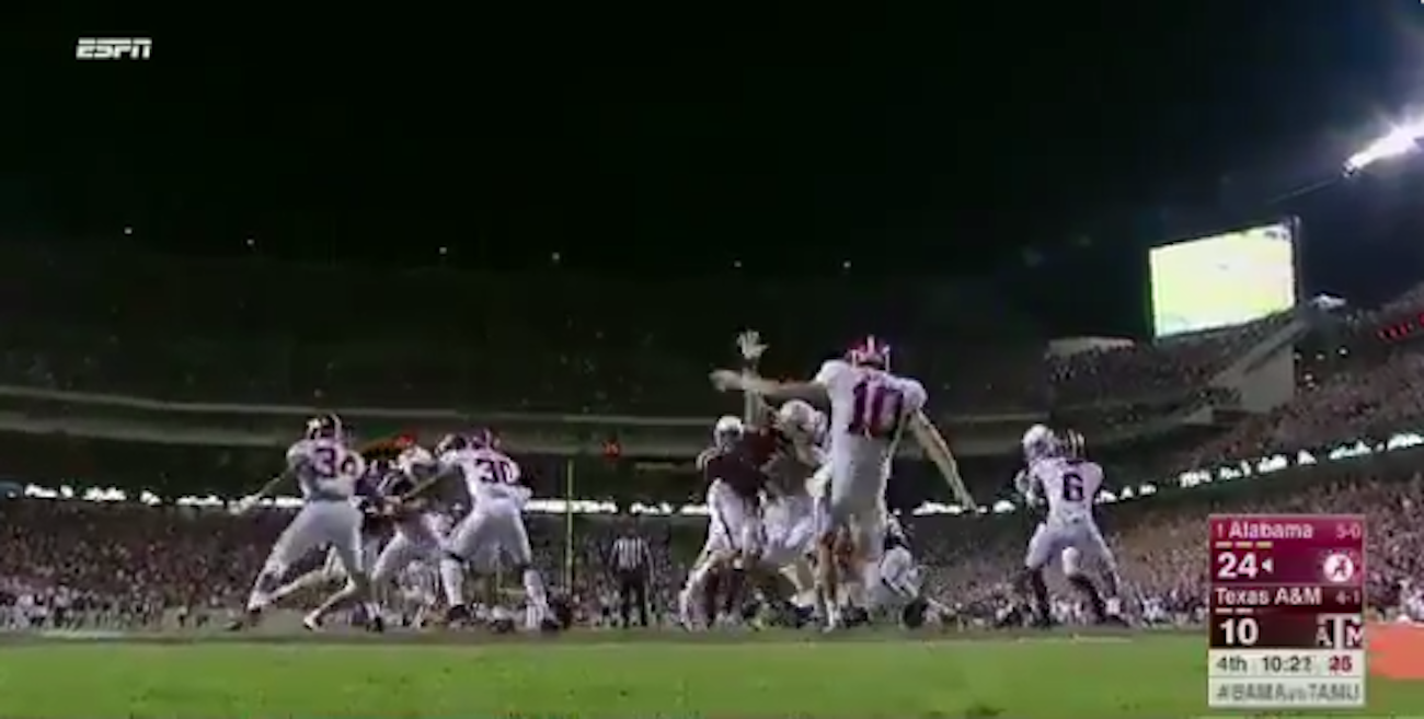 WATCH: Texas A&M's 12th man blocks Alabama punt to force a safety ...