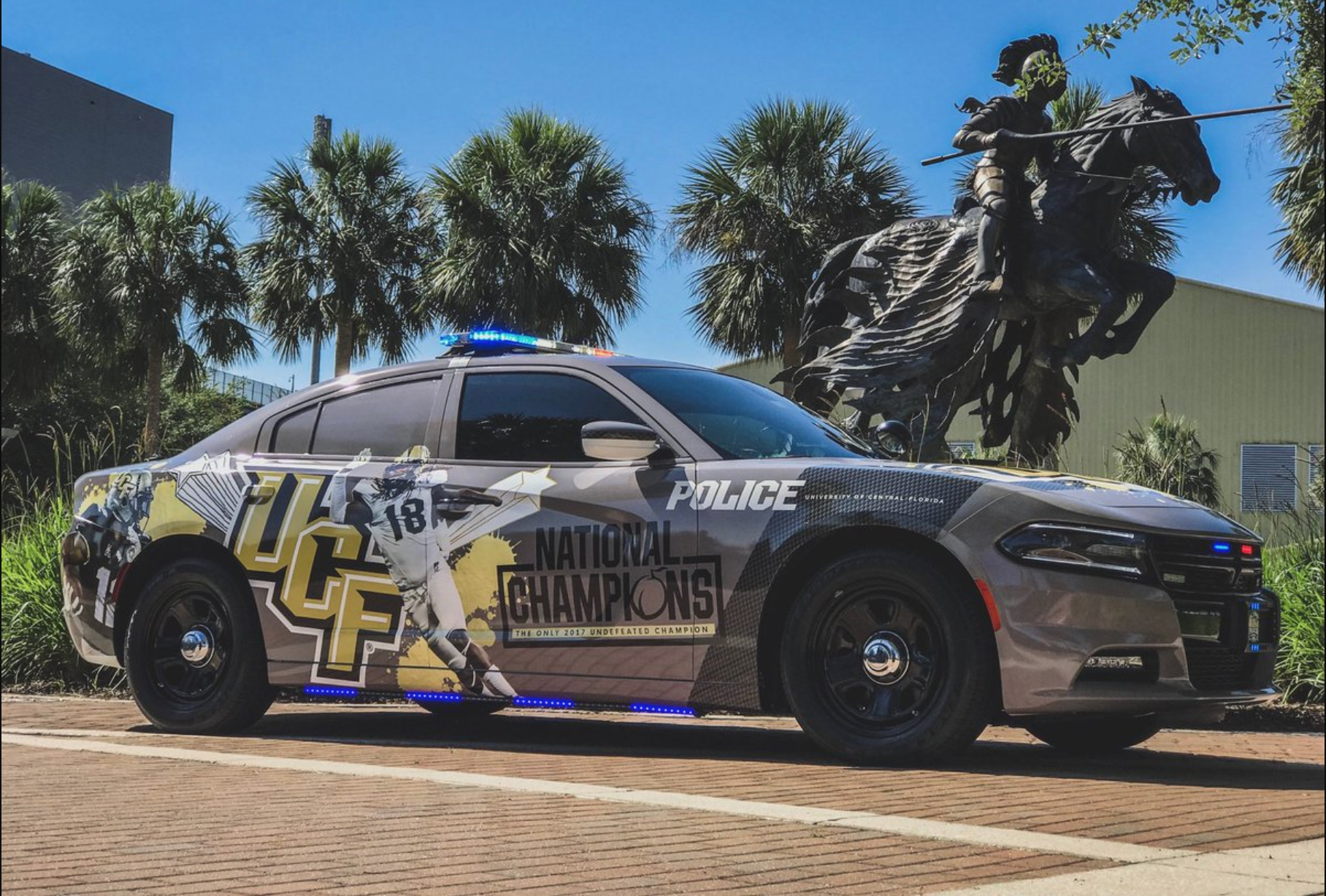 SEC fans destroy UCF police car honoring claimed 'National Championship ...
