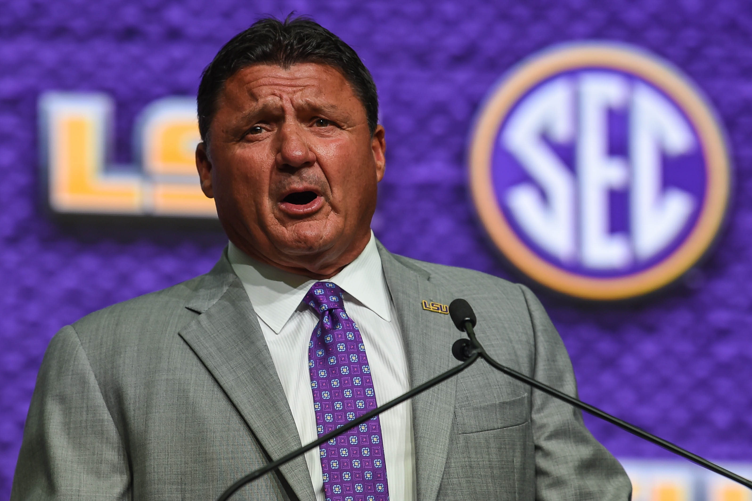 What LSU coach Ed Orgeron said at SEC Media Days 2018 - Saturday Down South