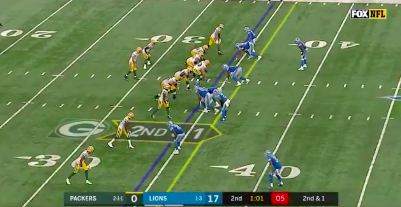 WATCH: Da'Shawn Hand swallows Aaron Rodgers on strip-sack, somehow ...