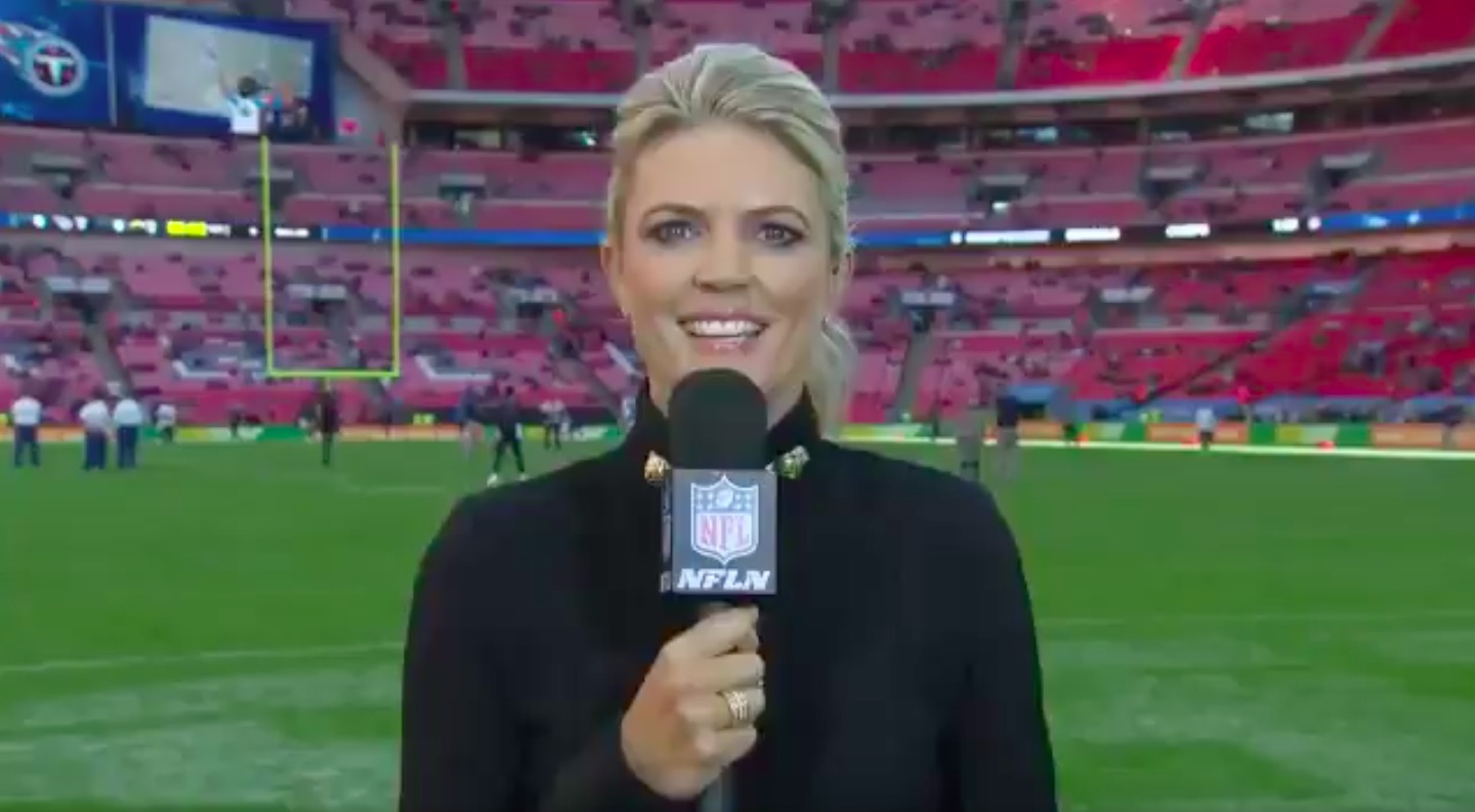 WATCH: Sideline reporter gets blindsided by errant throw during pregame ...
