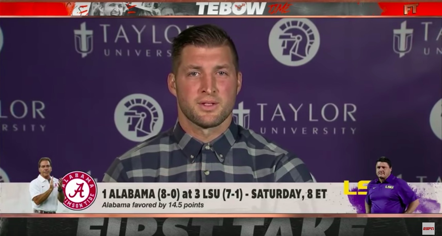 WATCH: Tim Tebow lays out blueprint for LSU to upset Alabama - Saturday ...