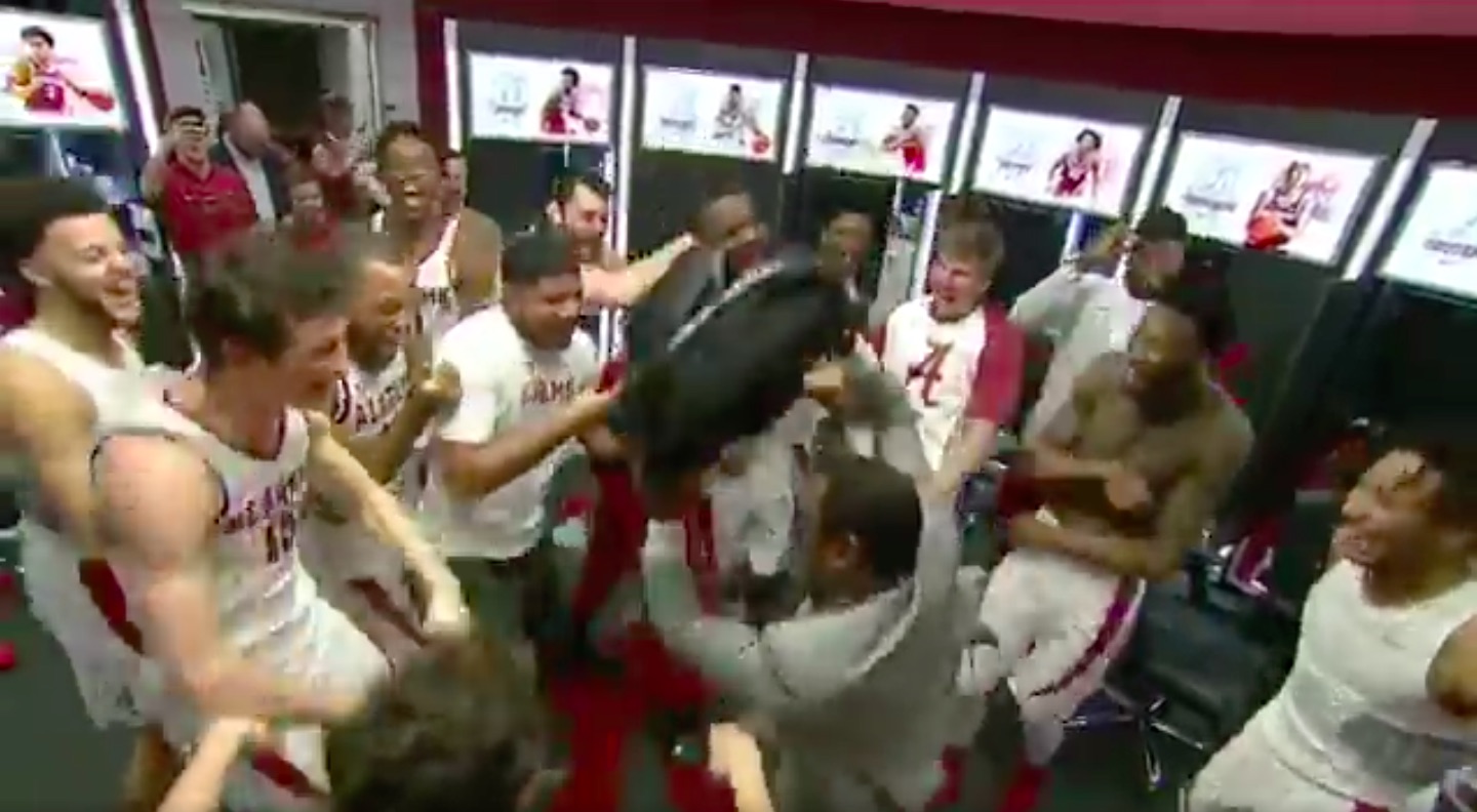 WATCH: Avery Johnson leads wild locker room celebration after Alabama ...