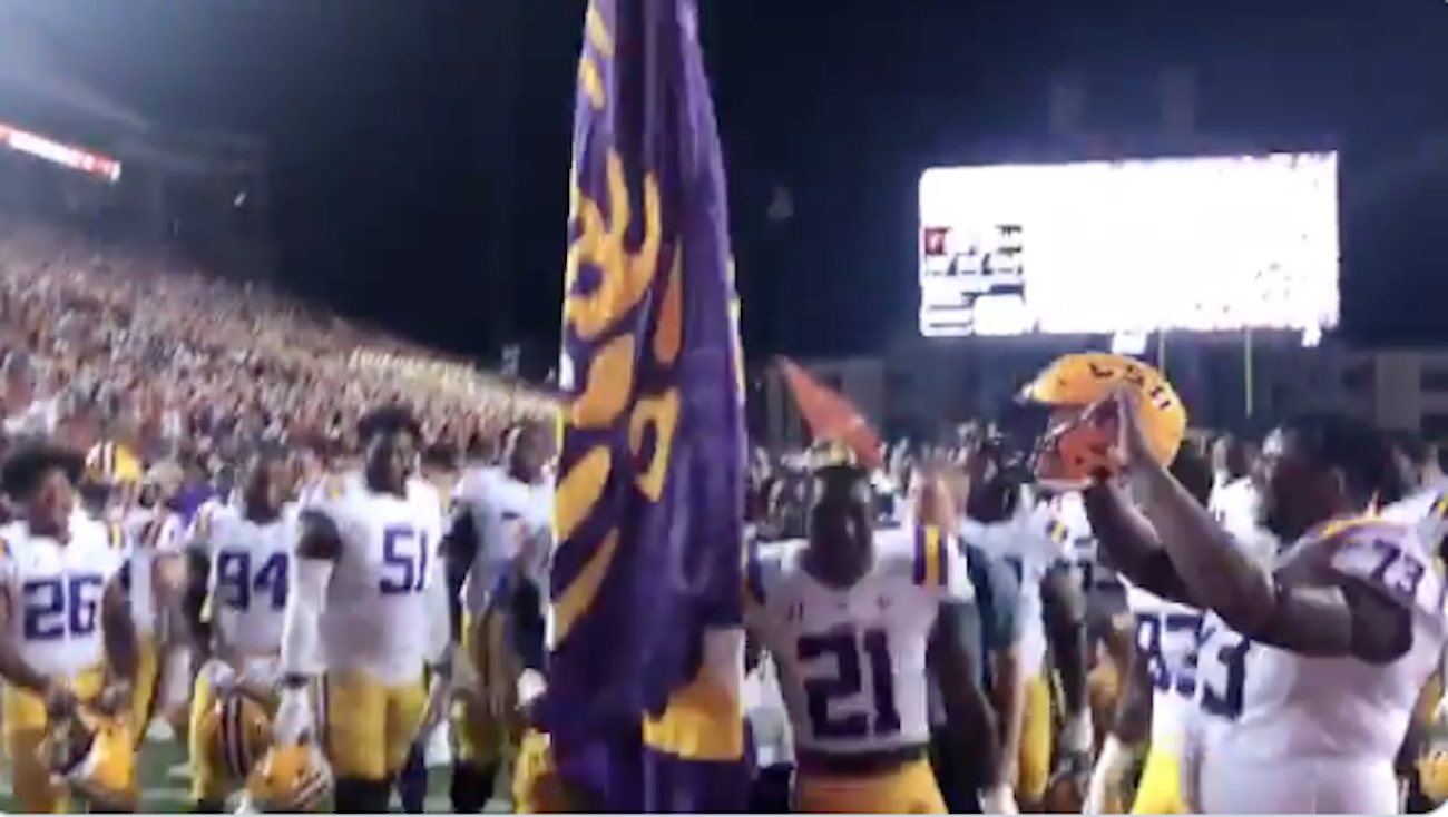 WATCH: LSU plants flag at Texas Memorial Stadium following huge road ...