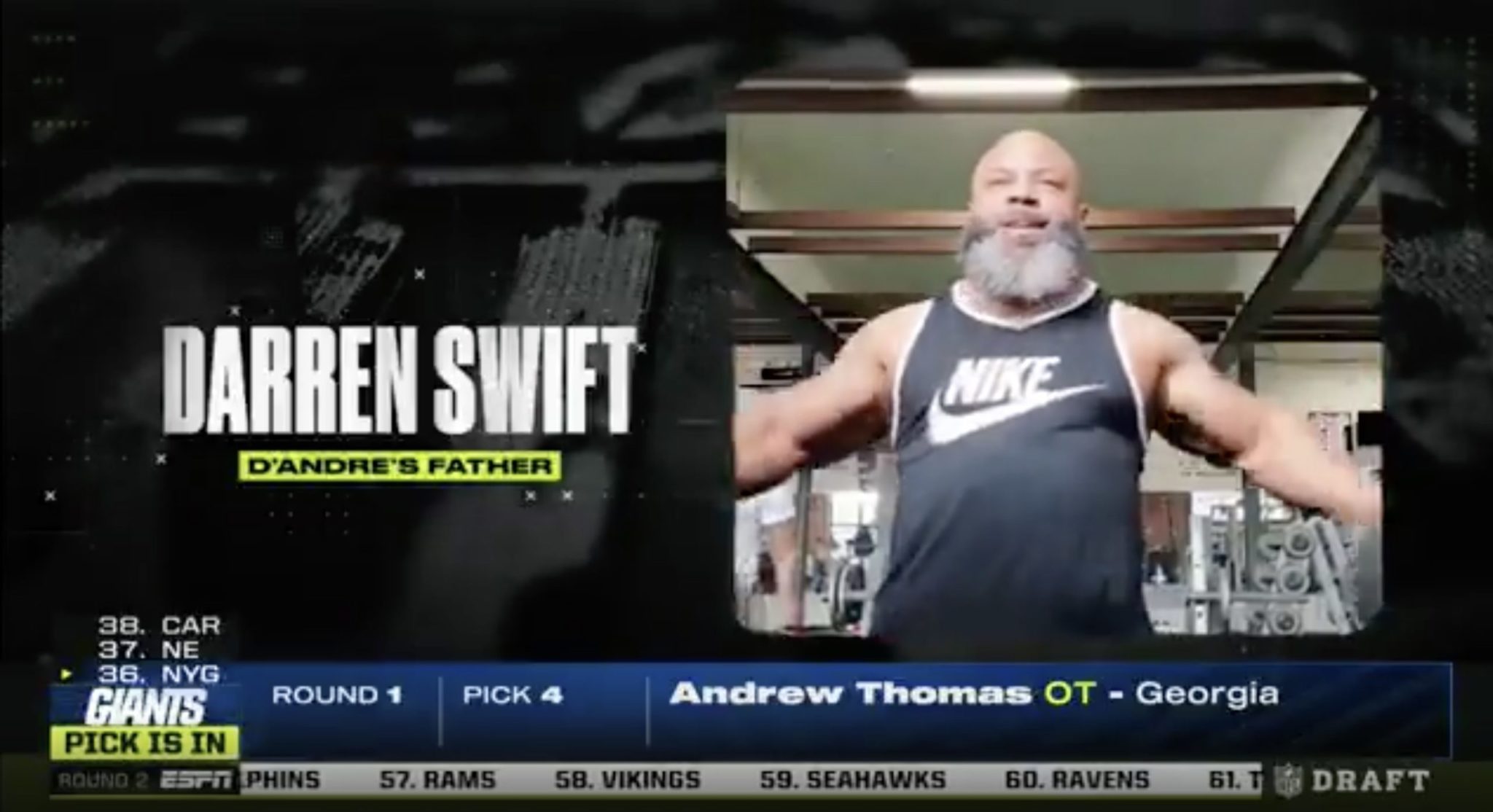 D'Andre Swift's jacked dad steals the show on ESPN; social media asks ...
