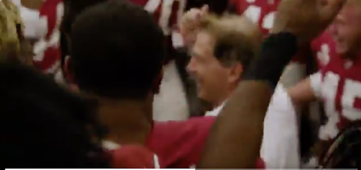 Nick Saban dances in locker room as Alabama players go wild following ...