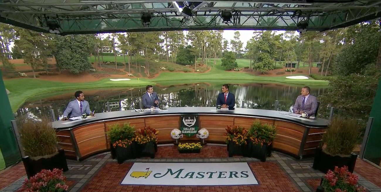 College GameDay's football helmets featuring The Masters logo are ...