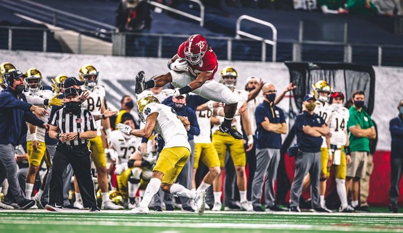 Najee Harris delivers the best college football hurdle of all-time ...