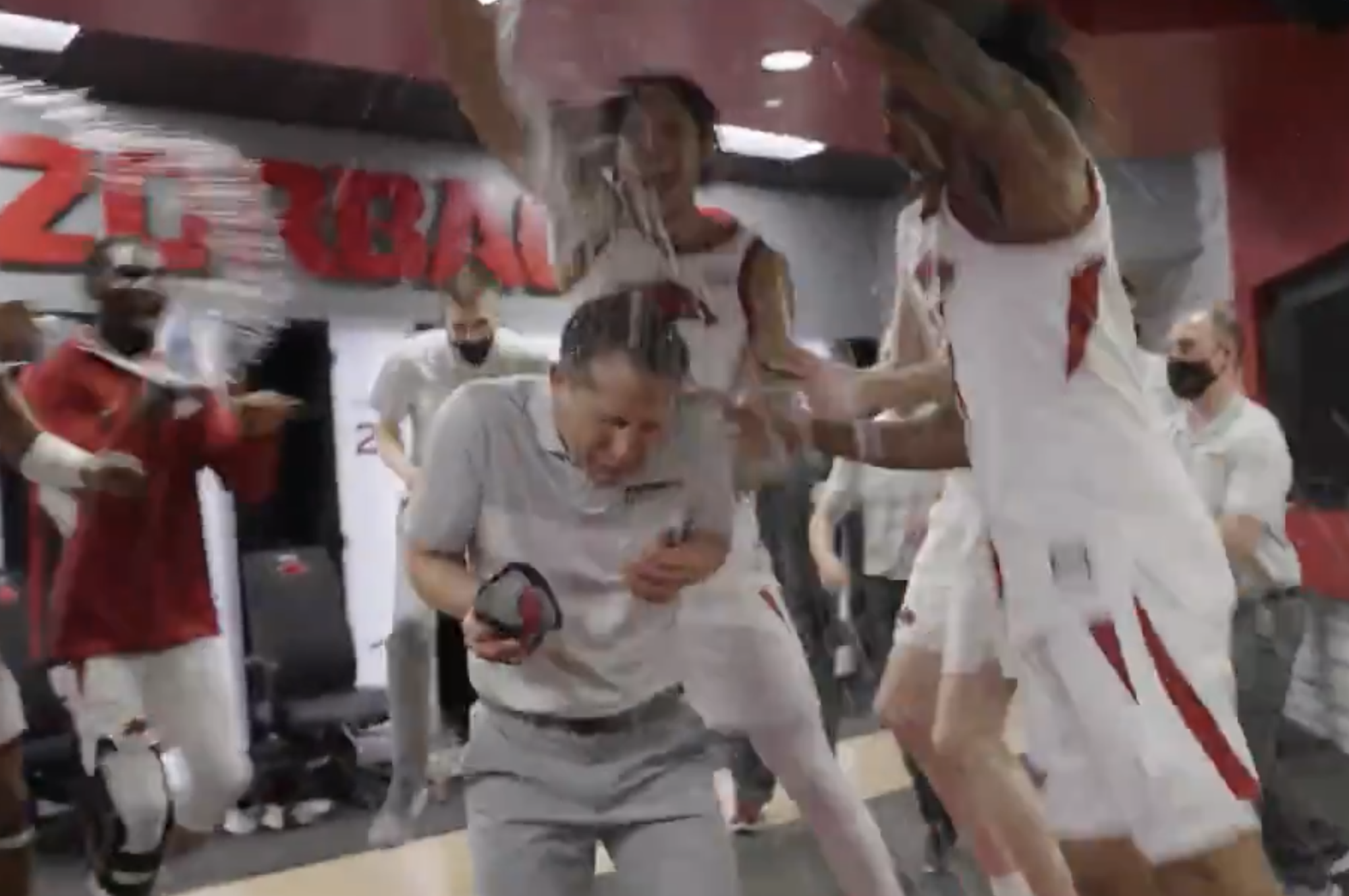 Arkansas went Hog wild in the locker room after beating Alabama ...