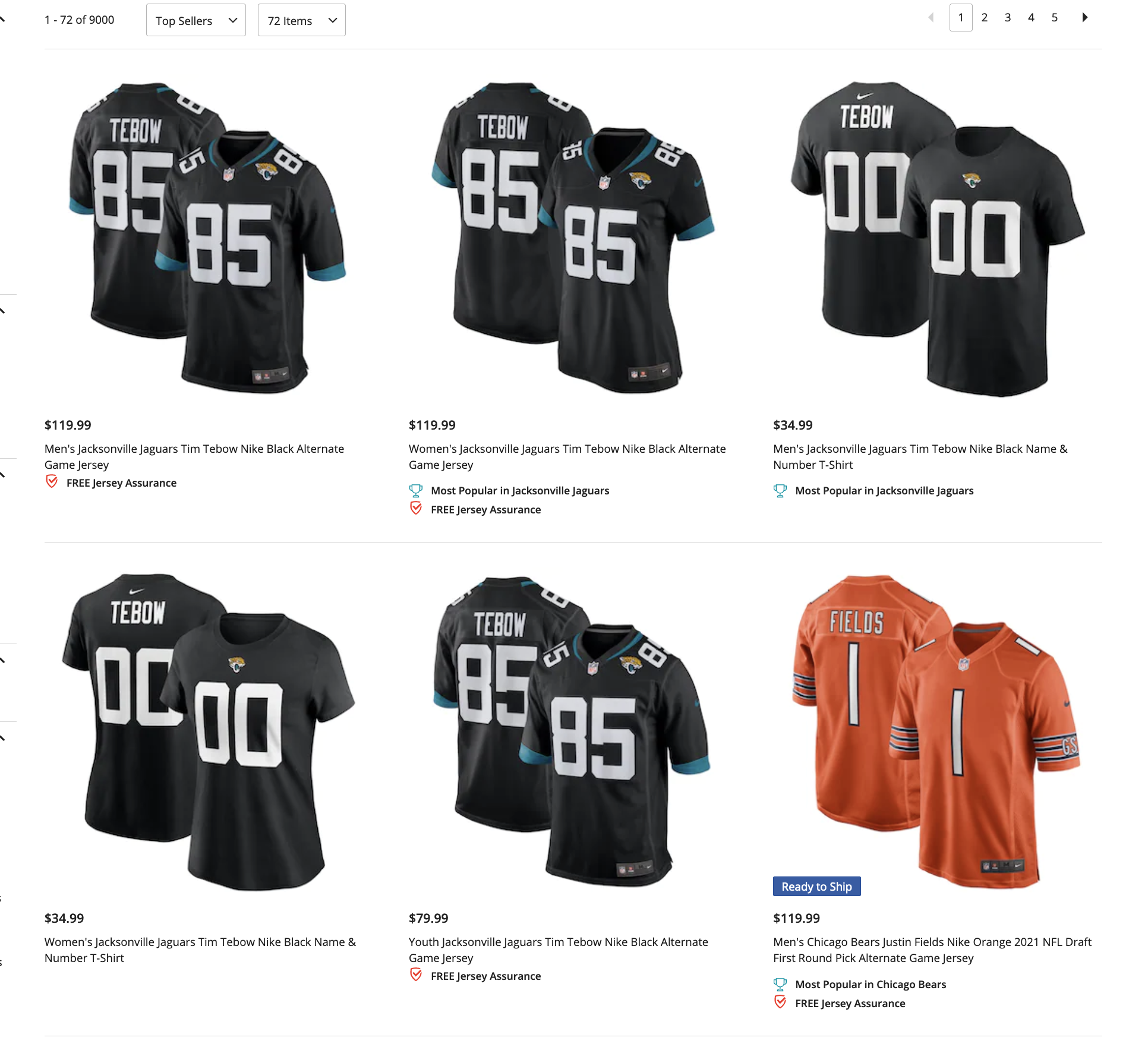 Tim Tebow has the top 5 selling jerseys on the NFL Shop's website ...