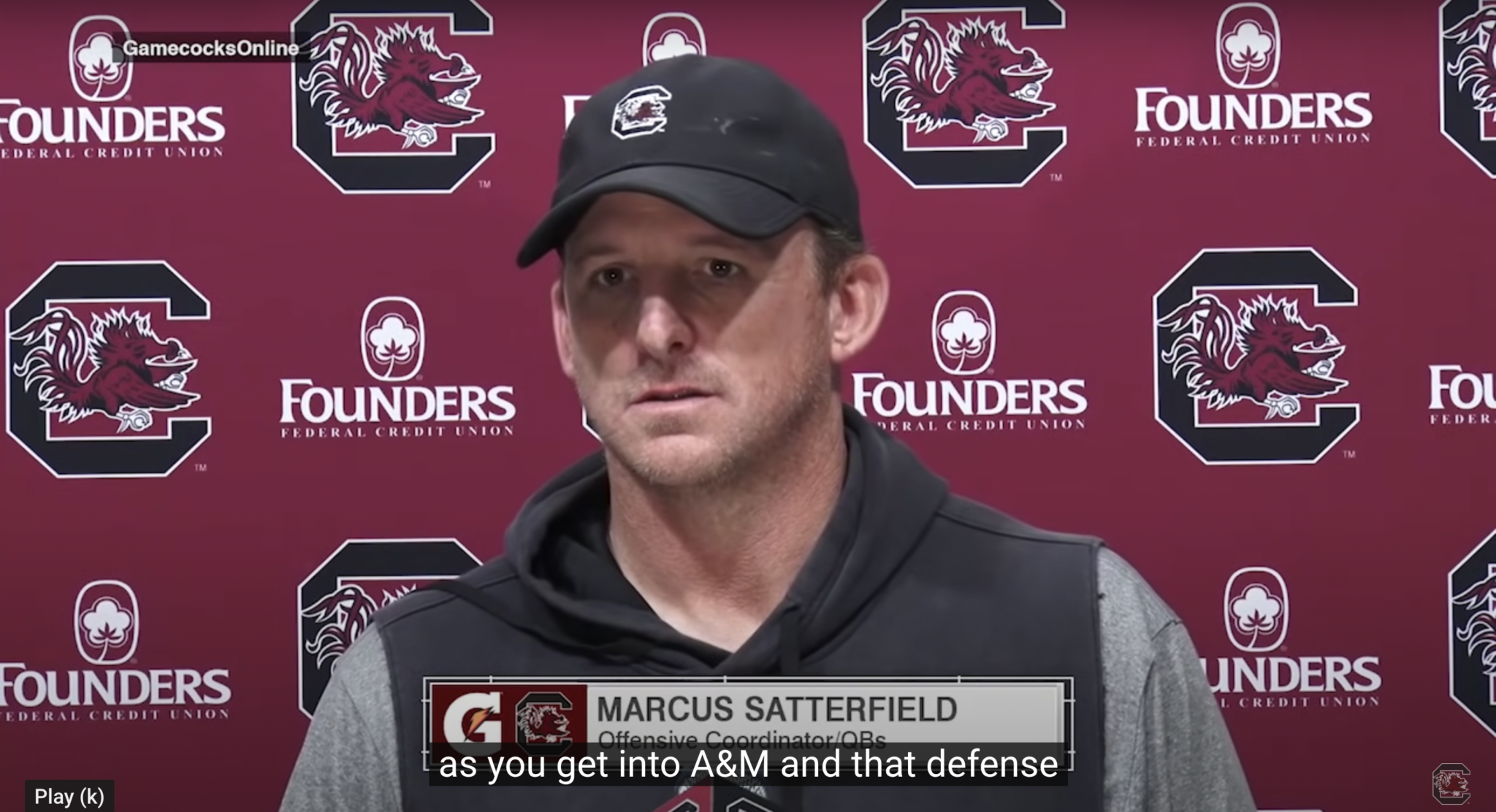 Marcus Satterfield responds to question about the South Carolina ...