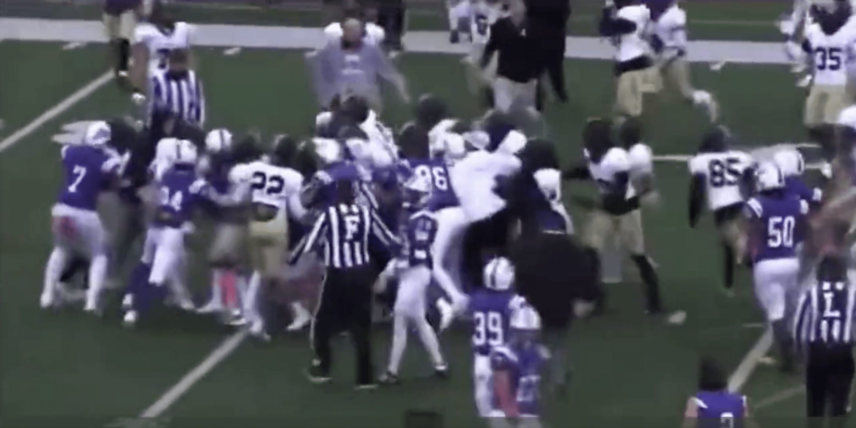 College football game ends with bench-clearing brawl after blindside ...