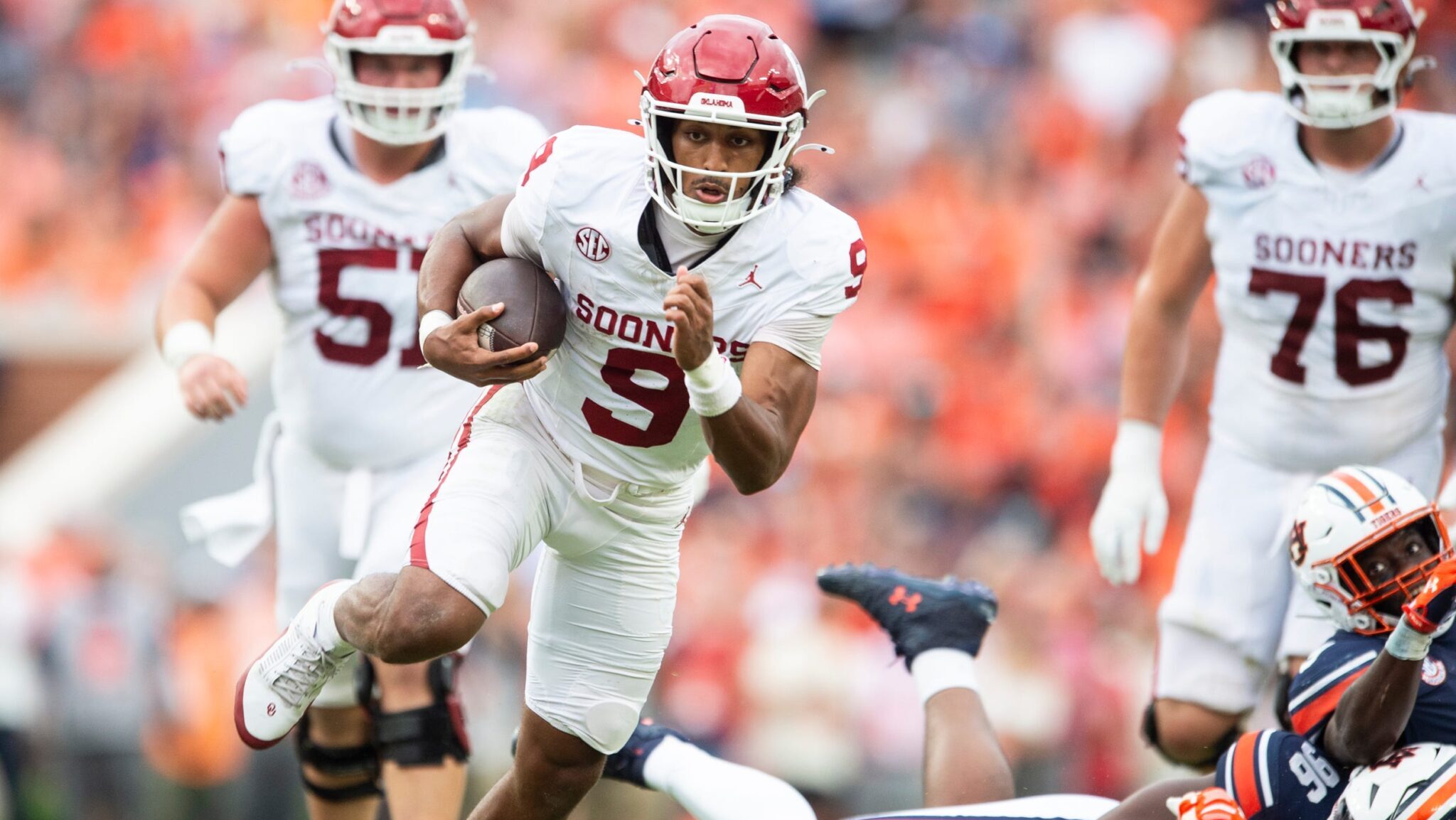 Bob Stoops evaluates Michael Hawkins Jr.'s play vs. Auburn: 'I thought ...