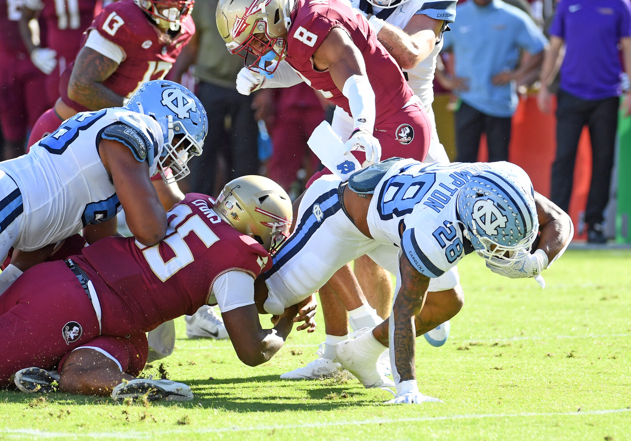 Omarion Hampton scores 5 touchdowns in UNC's triumphant win over ...