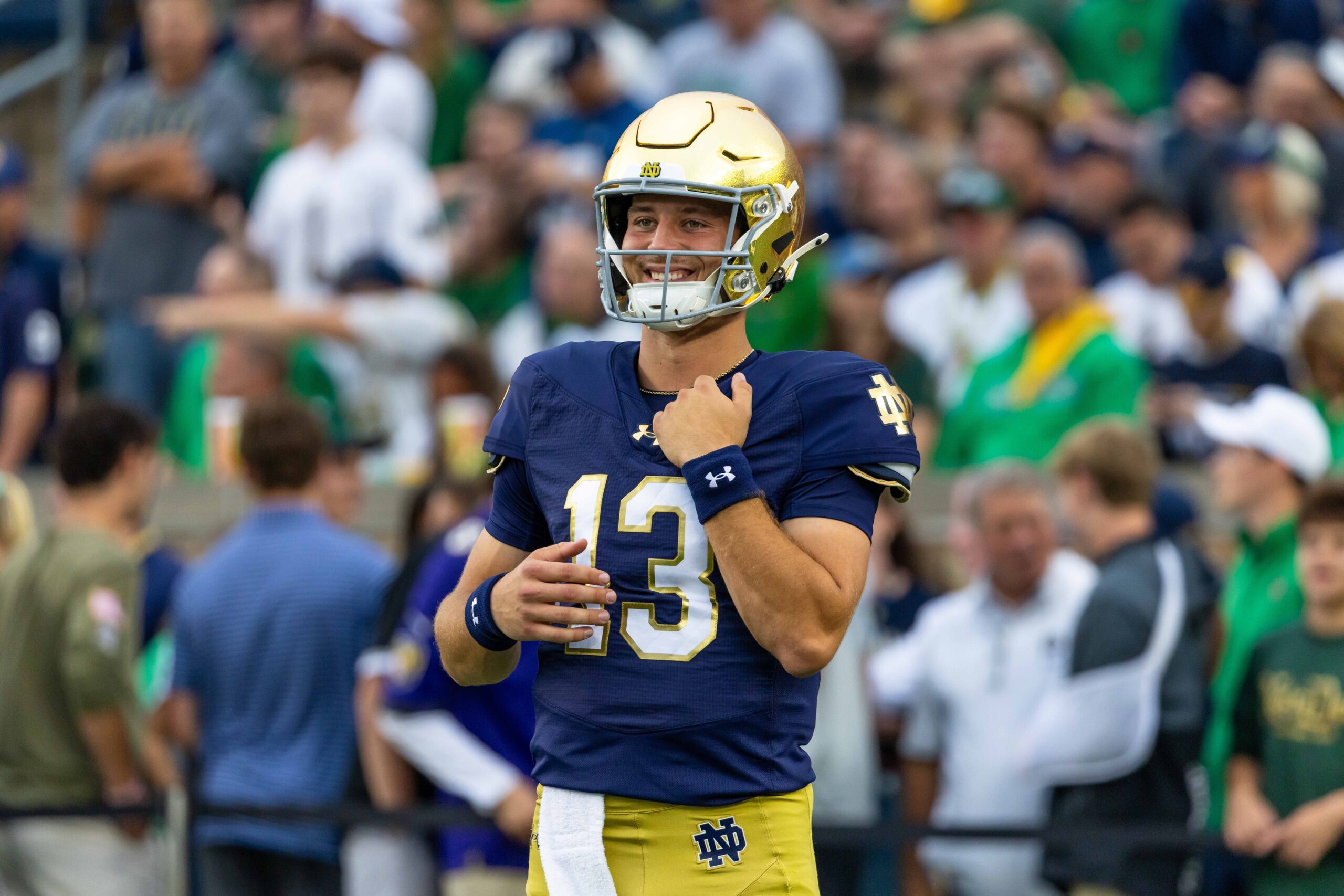 Notre Dame QB CJ Carr lights up social media after lighting up Arkansas ...