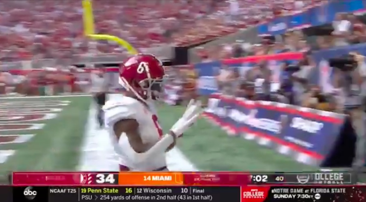 Trey Sanders scores on easy 20-yard TD run, trolls Miami during celebration