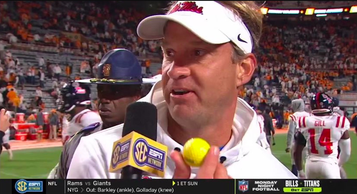 Lane Kiffin reacts to wild Ole Miss win over Tennessee