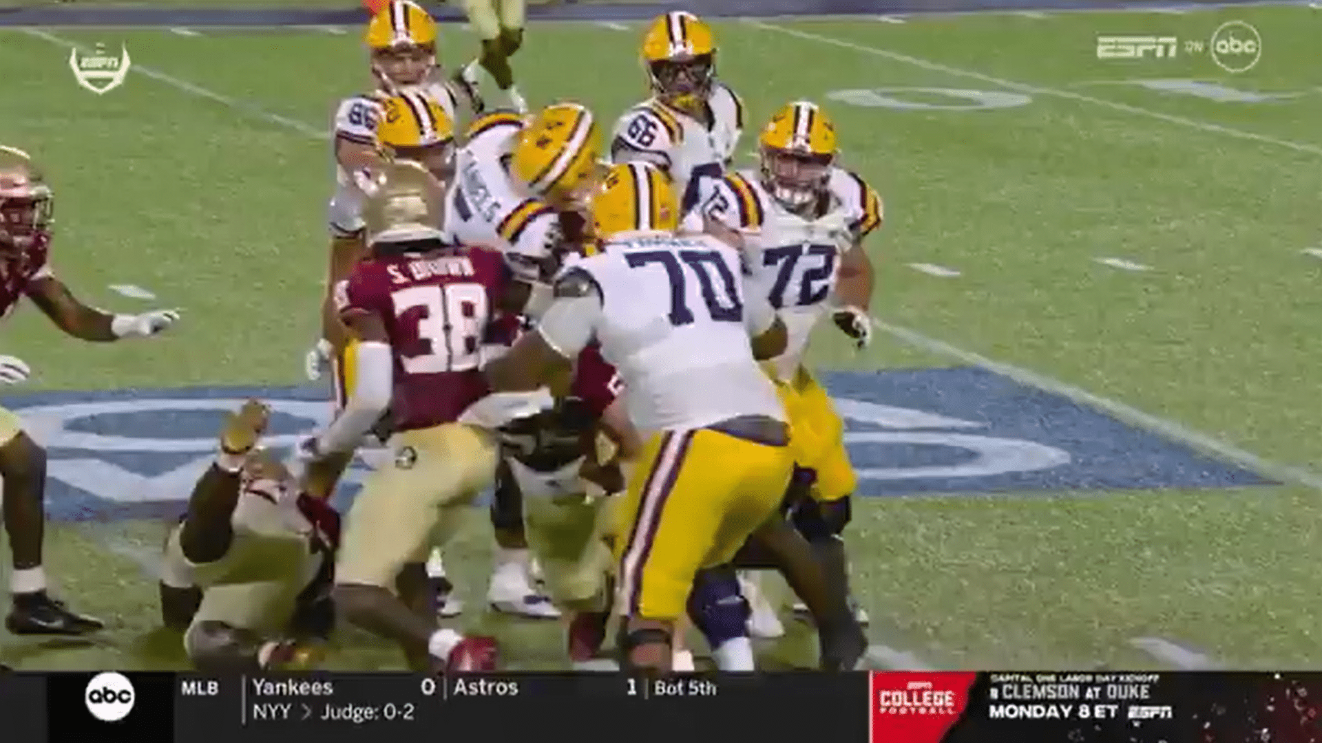 Jayden Daniels sustains bone-crushing hit after going airborne vs. FSU Jayden Daniels sustains bone-crushing hit after going airborne vs. FSU